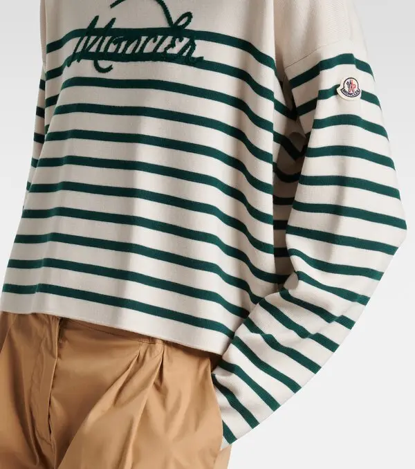 Moncler Striped Virgin Wool Sweater - Beige