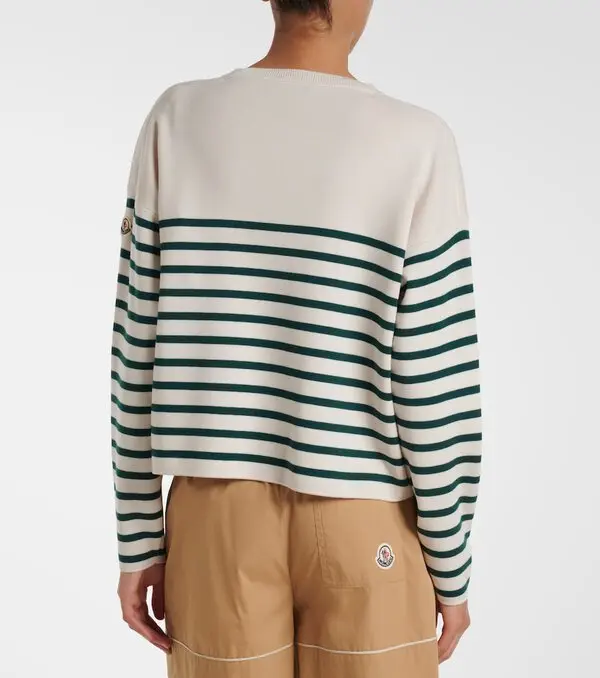 Moncler Striped Virgin Wool Sweater - Beige