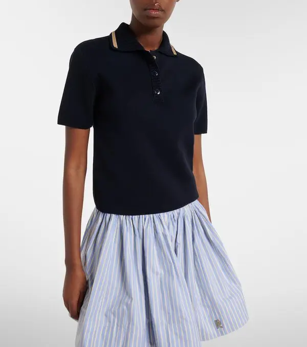 Moncler Knitted Cotton Polo Shirt