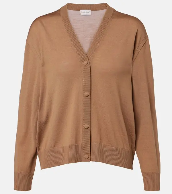 Moncler Virgin Wool Cardigan - Beige