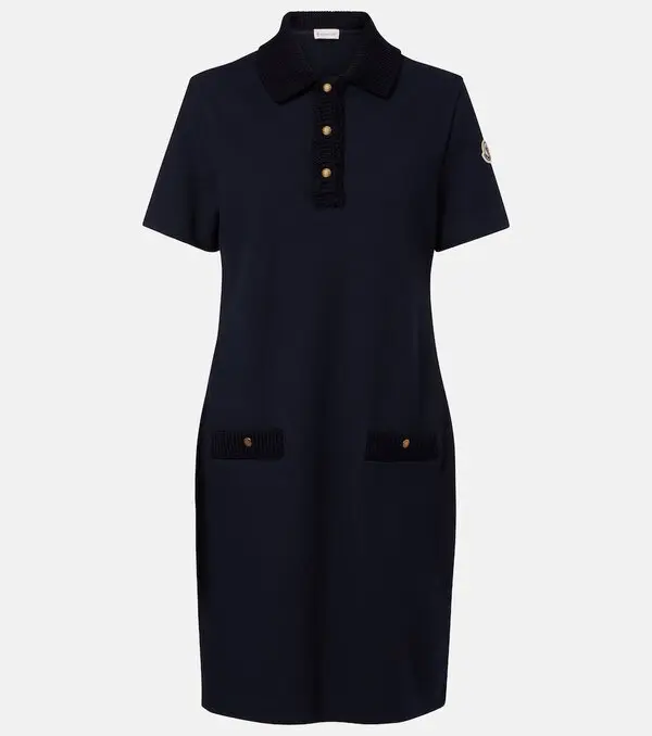 Moncler Cotton Piqué Polo Dress - Blue