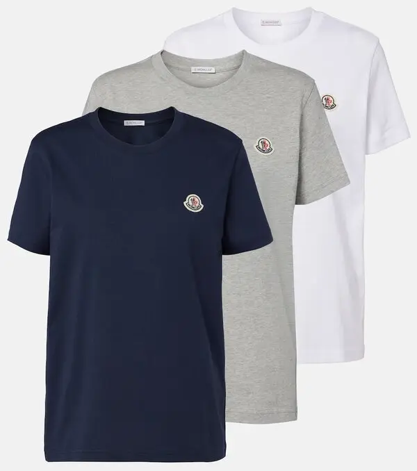 Moncler Set Of Three Cotton Jersey T-shirts - Multicoloured