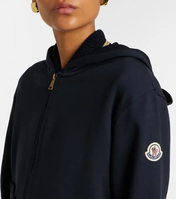 Moncler Cotton-blend Zip-up Hoodie - Blue