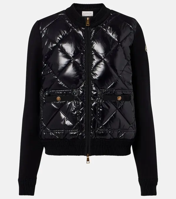 Moncler Down-paneled Cotton Cardigan - Black