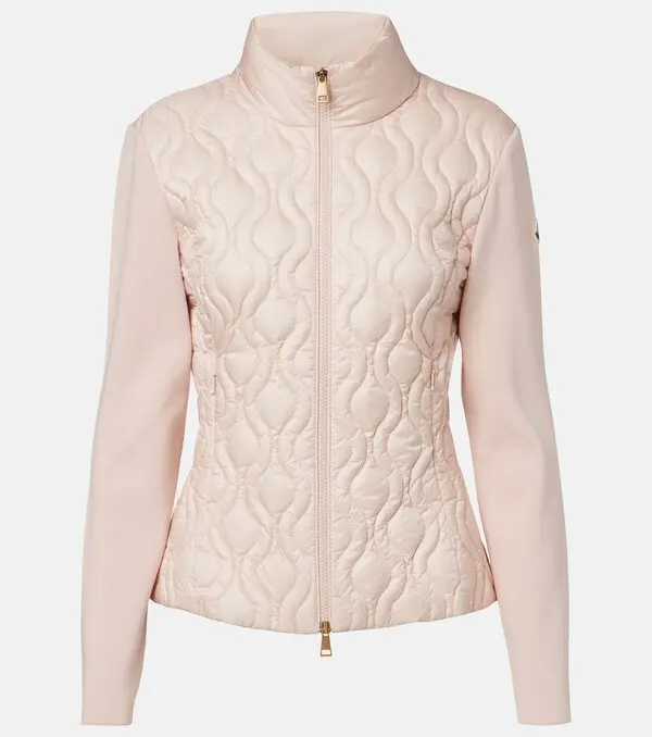 Moncler Down-paneled Cotton Cardigan - Pink