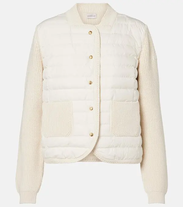 Moncler Down-paneled Cotton Cardigan - White