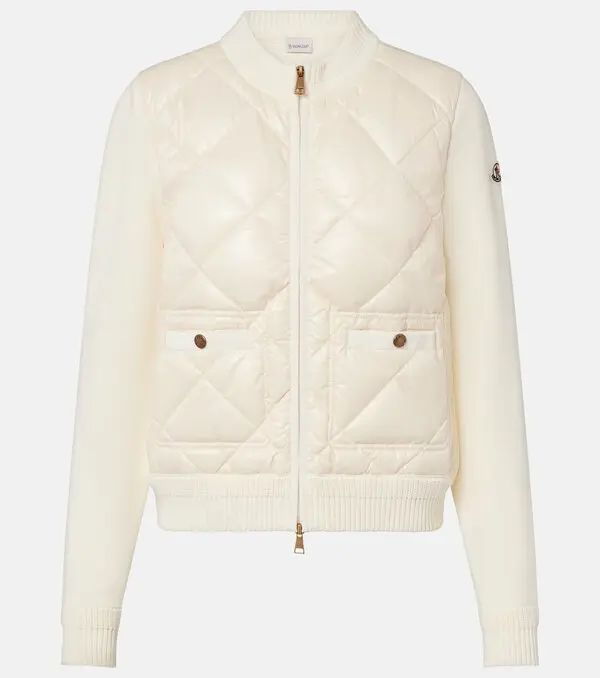 Moncler Quilted Down-paneled Cotton Cardigan - White