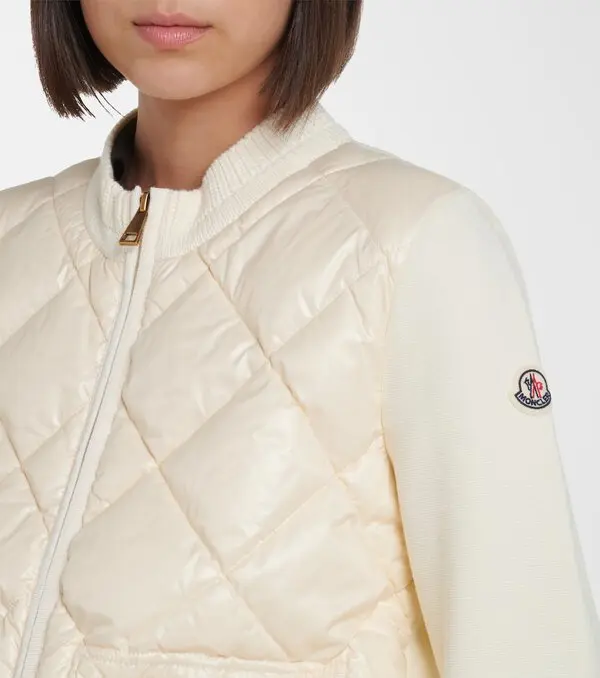Moncler Quilted Down-paneled Cotton Cardigan - White