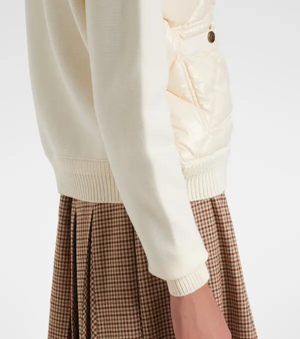Moncler Quilted Down-paneled Cotton Cardigan - White