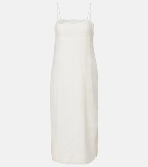 Posse Darya Embroidered Linen And Cotton Midi Dress - White