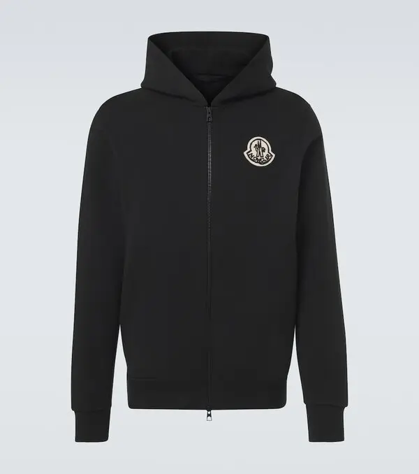 Moncler Logo Cotton Zip-up Hoodie - Black