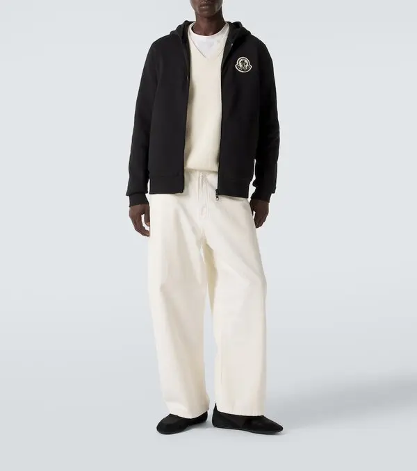 Moncler Logo Cotton Zip-up Hoodie - Black