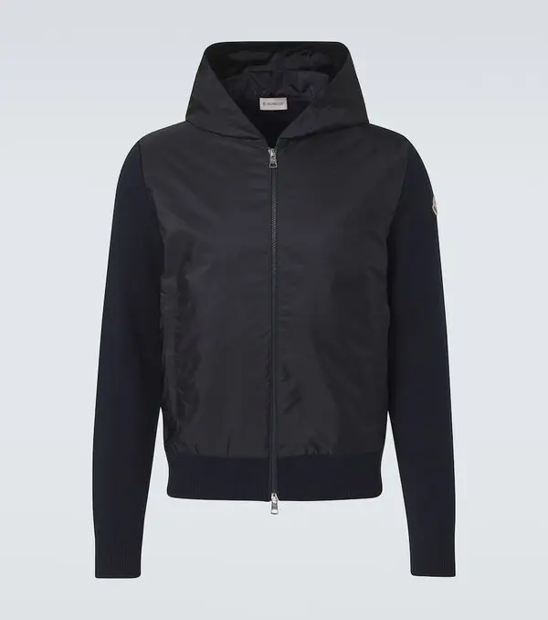 Moncler Tricot Hooded Cotton-blend Jacket - Blue