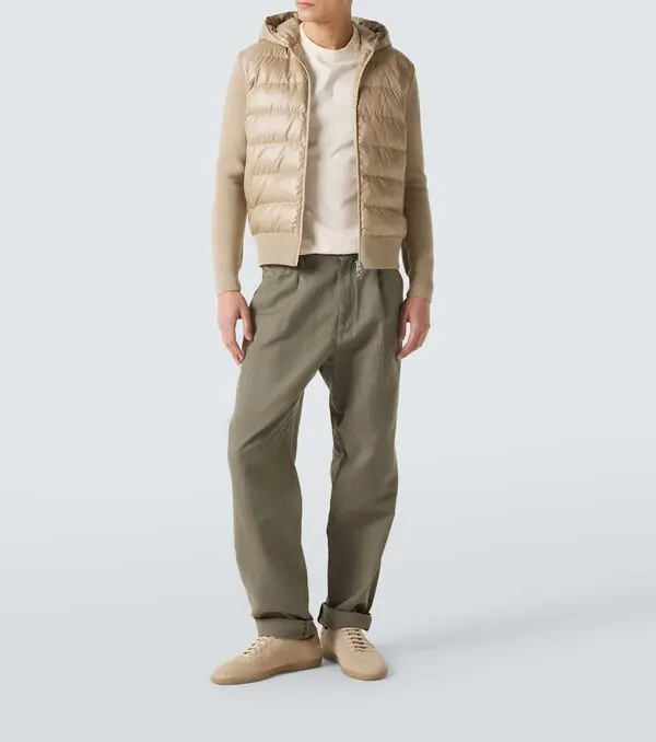 Moncler Tricot Down-paneled Virgin Wool Cardigan - Beige