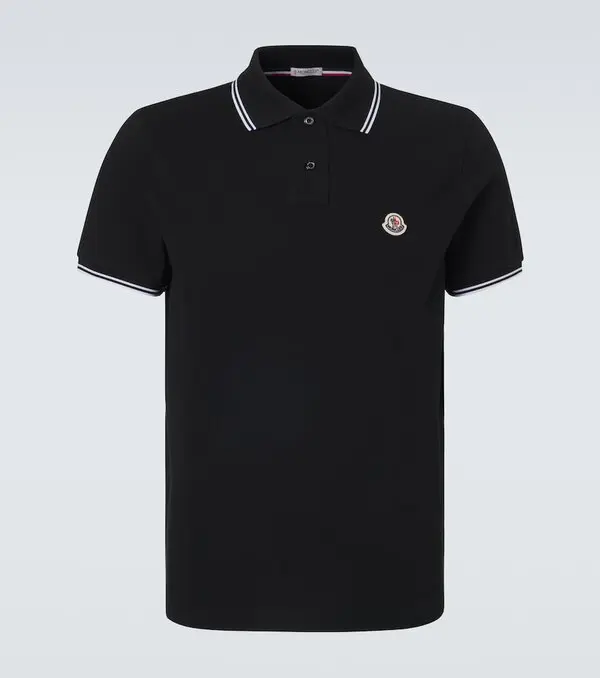 Moncler Cotton Piqué Polo Shirt - Black