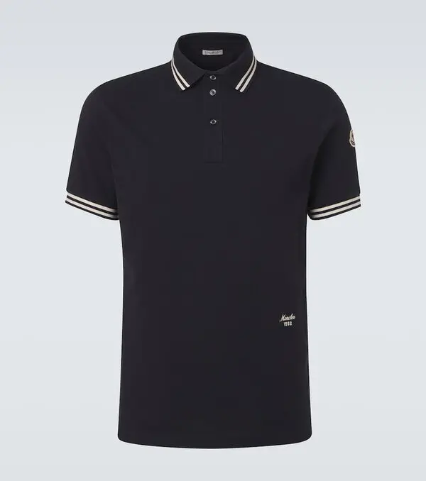 Moncler Cotton Piqué Polo Shirt - Blue