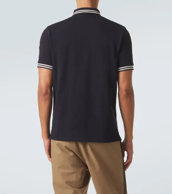 Moncler Cotton Piqué Polo Shirt - Blue