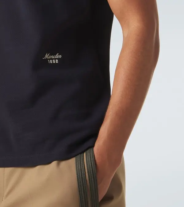 Moncler Cotton Piqué Polo Shirt - Blue