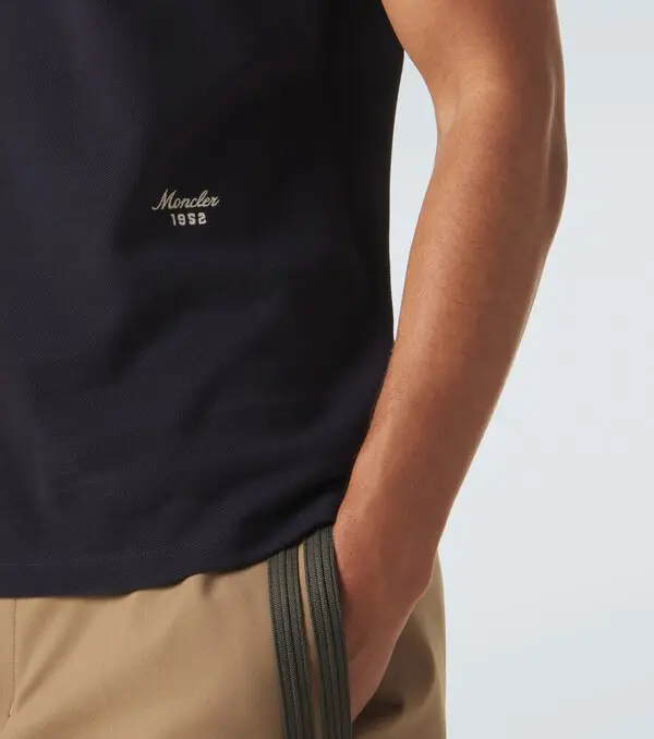 Moncler Cotton Piqué Polo Shirt - Blue