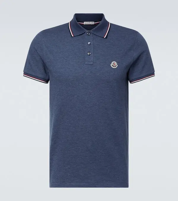 Moncler Cotton Piqué Polo Shirt - Blue