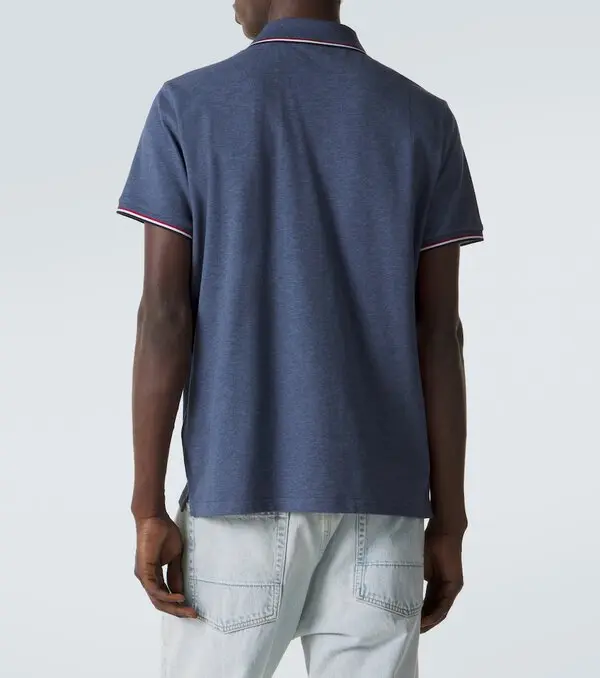 Moncler Cotton Piqué Polo Shirt - Blue