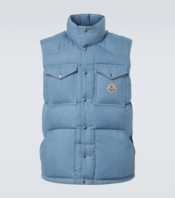 Moncler Ervional Denim Down Vest - Blue