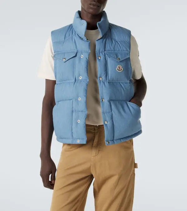 Moncler Ervional Denim Down Vest - Blue