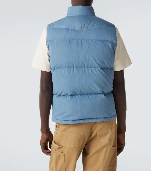 Moncler Ervional Denim Down Vest - Blue