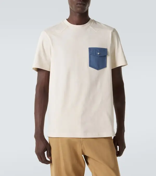 Moncler Denim-trimmed Cotton Jersey T-shirt