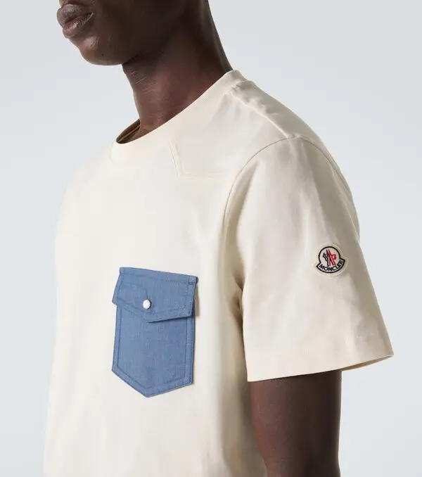 Moncler Denim-trimmed Cotton Jersey T-shirt
