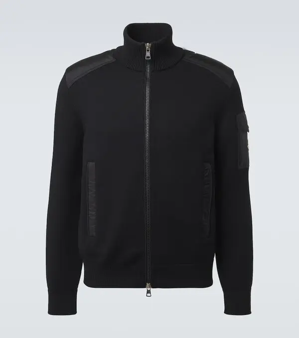 Moncler Tricot Down-paneled Virgin Wool Cardigan - Black