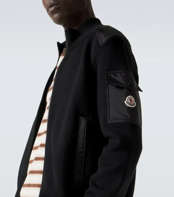 Moncler Tricot Down-paneled Virgin Wool Cardigan
