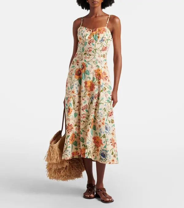 Ulla Johnson Fiora Floral Cotton Midi Dress