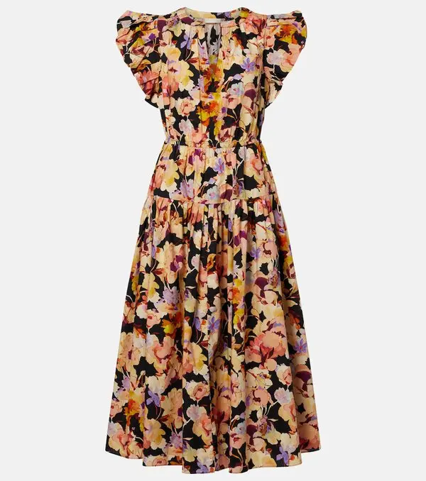 Ulla Johnson Marin Floral Cotton Poplin Midi Dress - Multicoloured