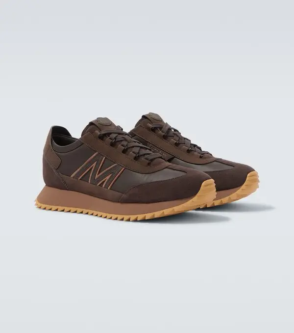 Moncler Pacey2 Suede-trimmed Sneakers - Brown