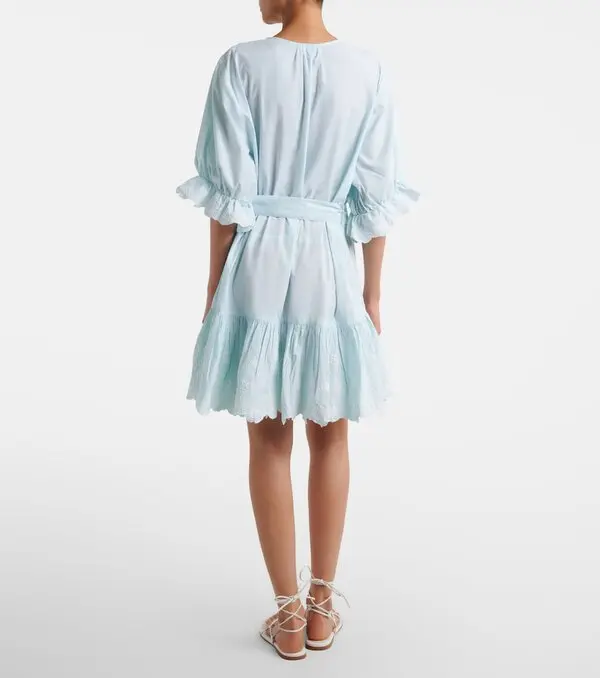JULIET DUNN Embroidered Cotton Poplin Mini Dress