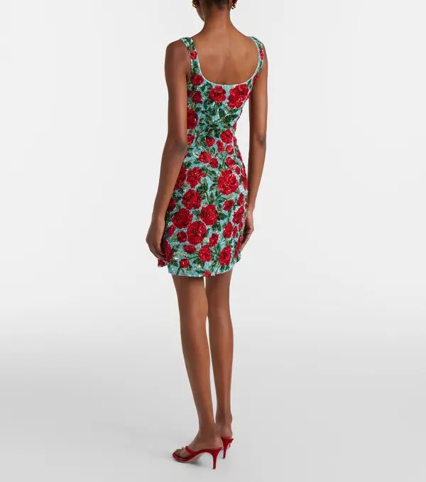 LA FUORI Crimson Rose Sequined Mini Dress