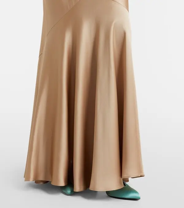 Max Mara Satin Maxi Skirt - Beige