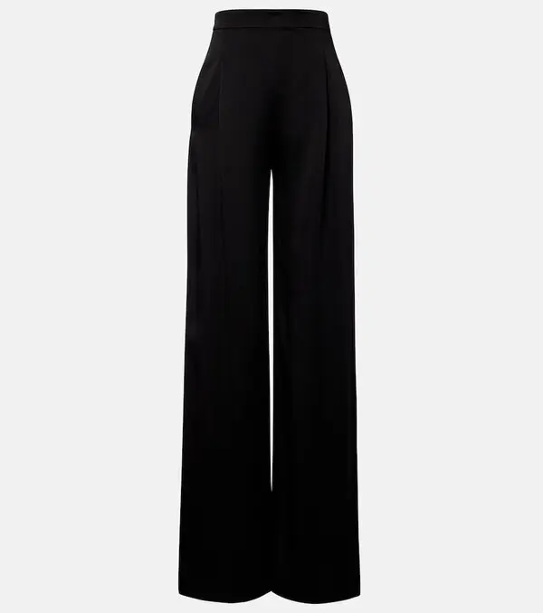 Max Mara Crêpe Satin Wide-leg Pants - Black