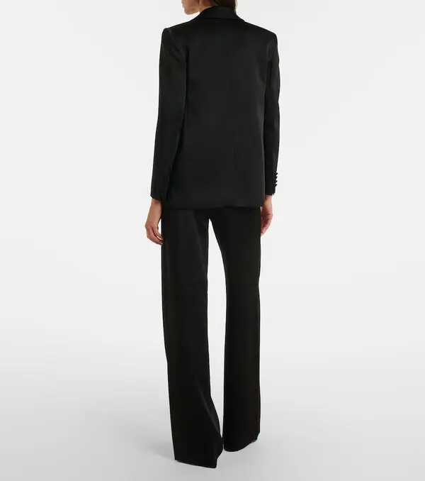 Max Mara Crêpe Satin Wide-leg Pants - Black