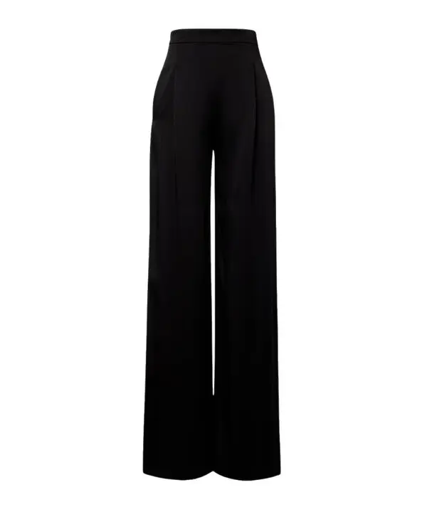 Max Mara Crêpe Satin Wide-leg Pants - Black