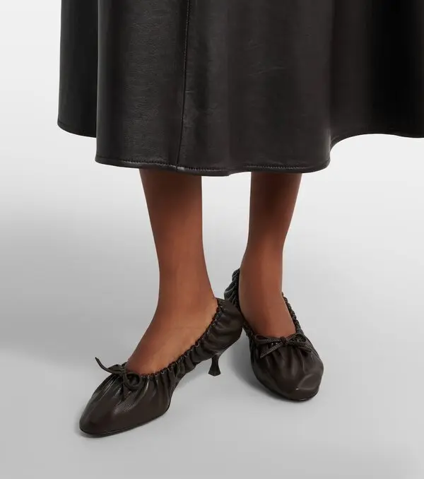 HERBERT LEVINE Gather Around Ruched Leather Pumps