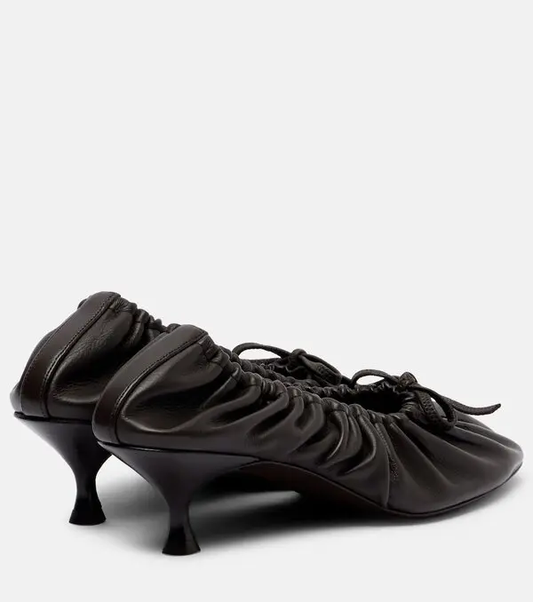 HERBERT LEVINE Gather Around Ruched Leather Pumps