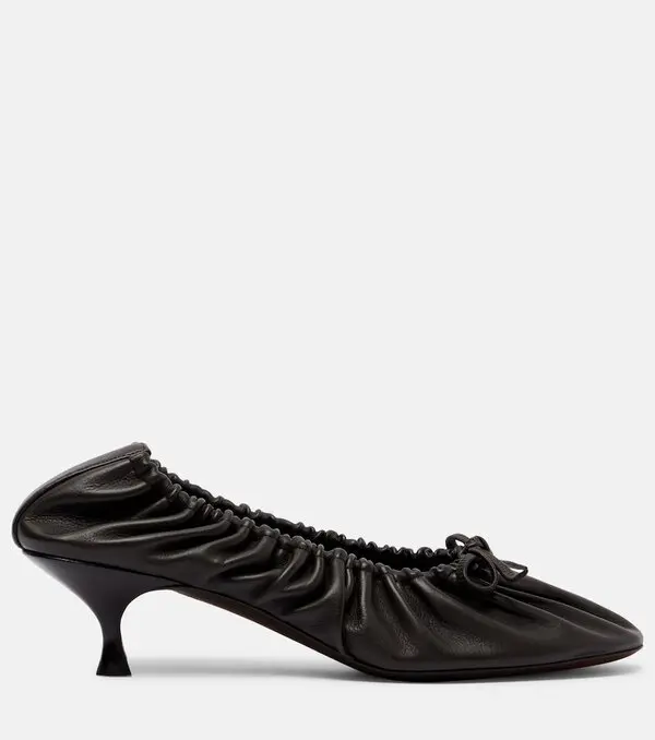 HERBERT LEVINE Gather Around Ruched Leather Pumps