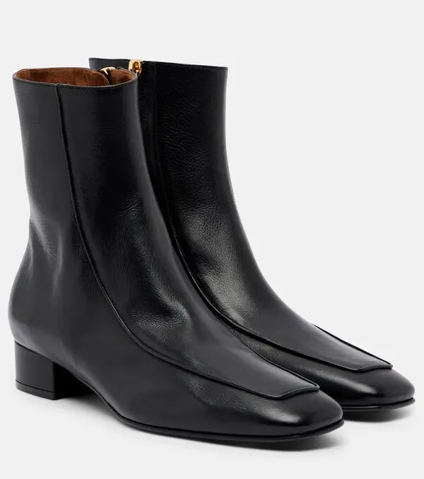 HERBERT LEVINE Shadow Ban Leather Ankle Boots - Black