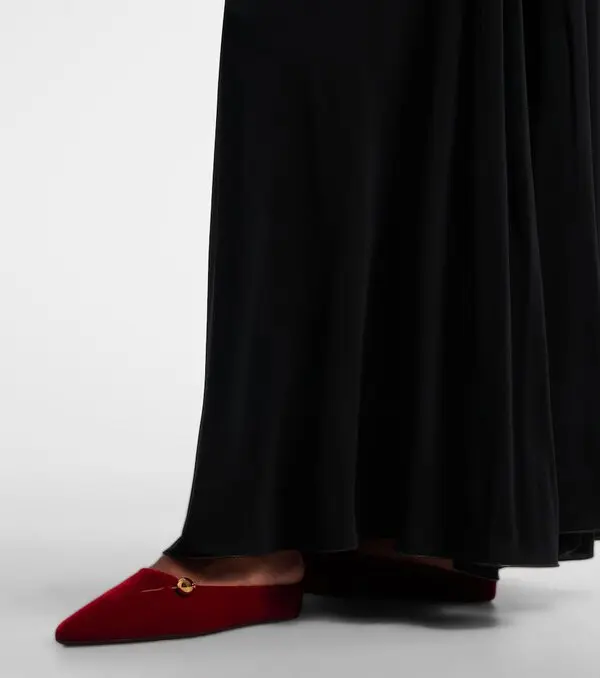 HERBERT LEVINE Velvet Mules With Pointed Toe - Red