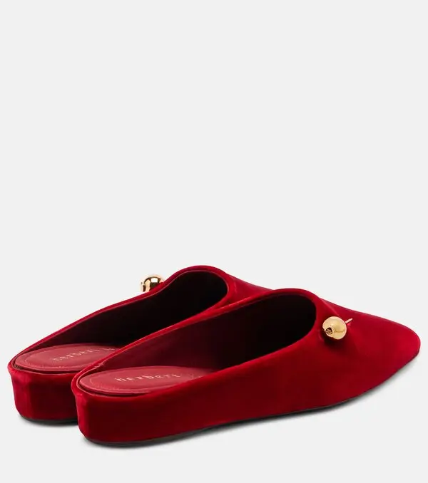 HERBERT LEVINE Velvet Mules With Pointed Toe - Red