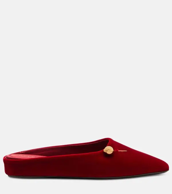 HERBERT LEVINE Velvet Mules With Pointed Toe - Red