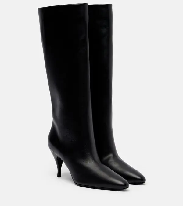 HERBERT LEVINE Silhouette Leather Knee-high Boots - Black