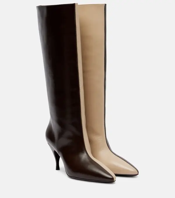 HERBERT LEVINE Two Faced Leather Knee-high Boots - Brown